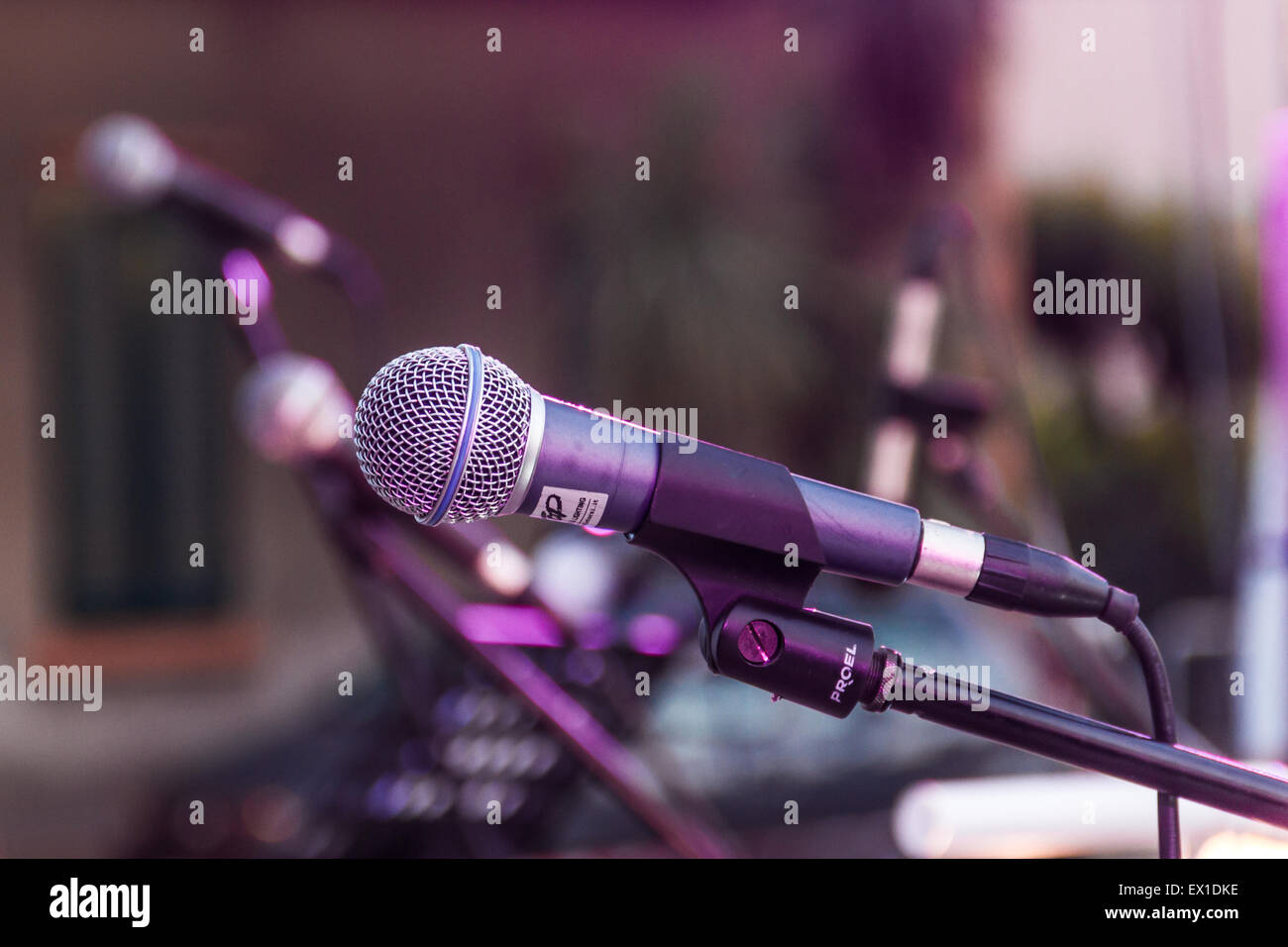 Microphone ready for the concert Stock Photo - Alamy