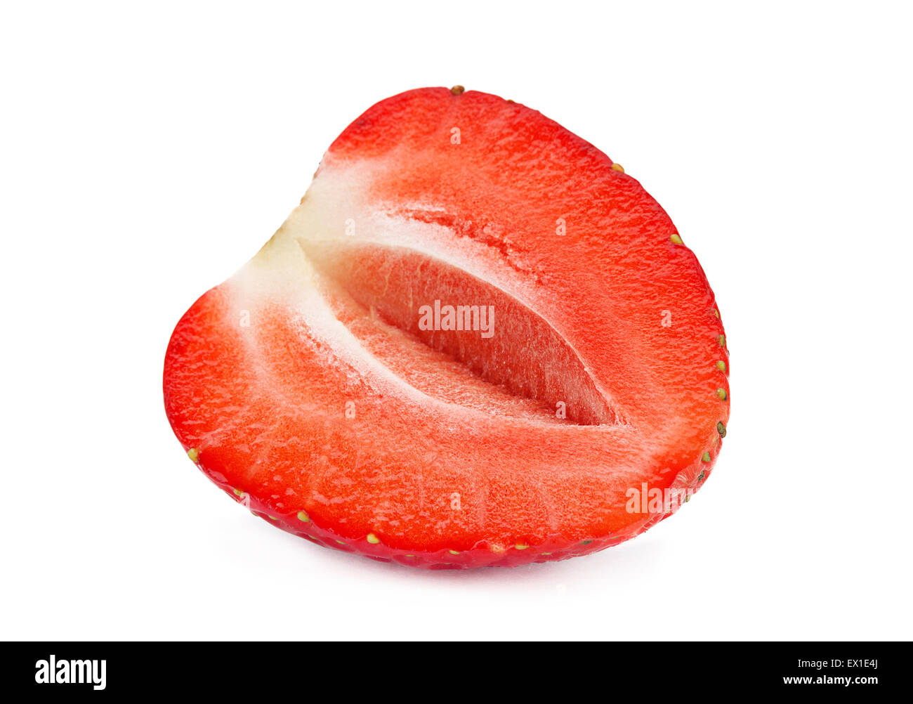 Strawberry part closeup isolated on white Stock Photo - Alamy