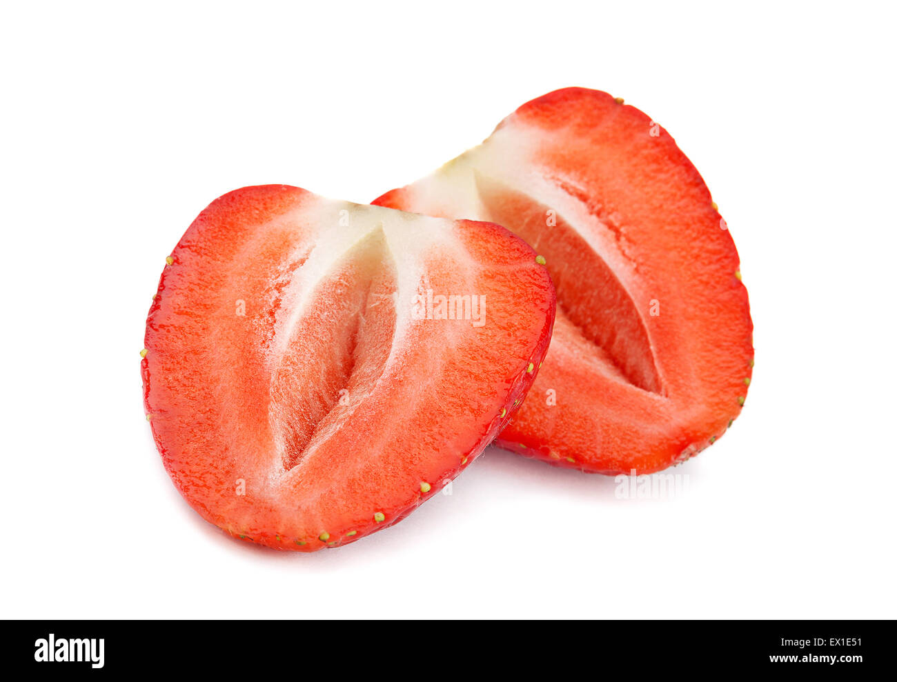 Strawberry part closeup isolated on white Stock Photo - Alamy