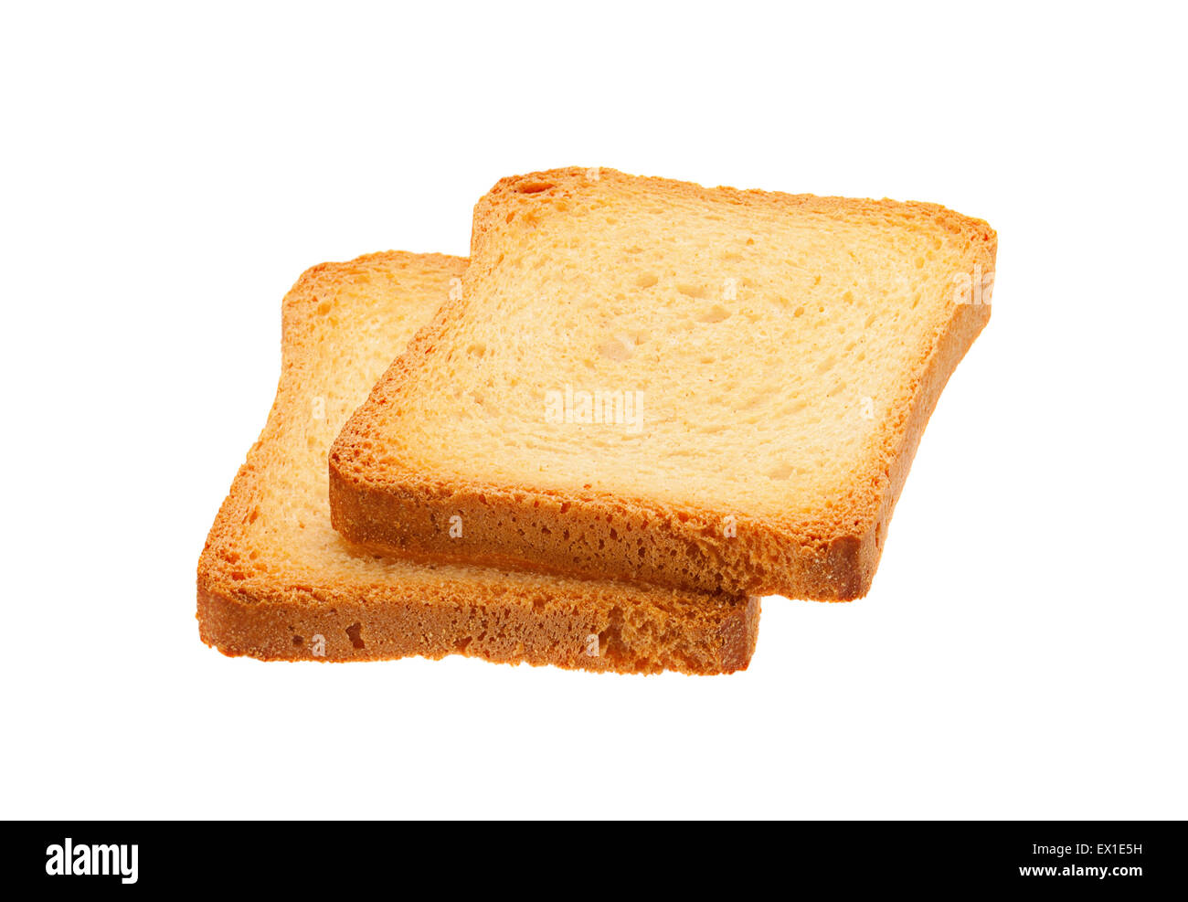 Two toasted bread slice isolated on white background Stock Photo - Alamy