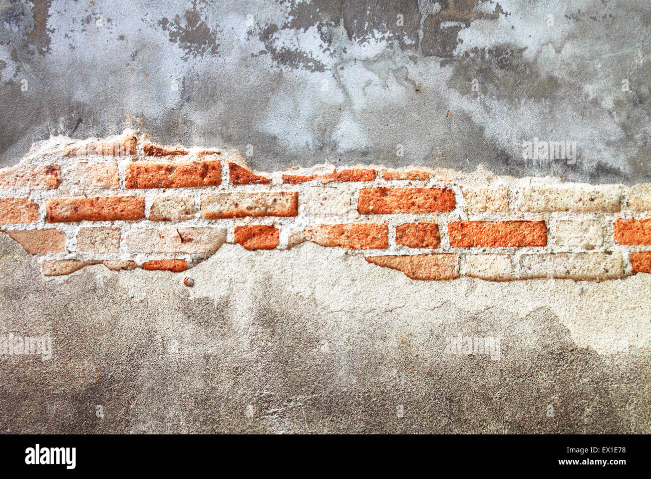 Old decayed wall of red brick cement block Type background texture ...