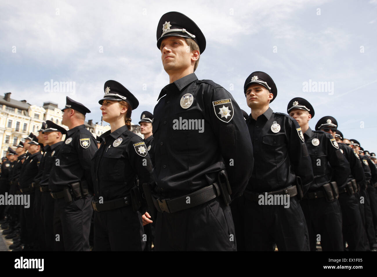 Kiev, Ukraine. 4th July, 2015. The new street patrol police officers ...