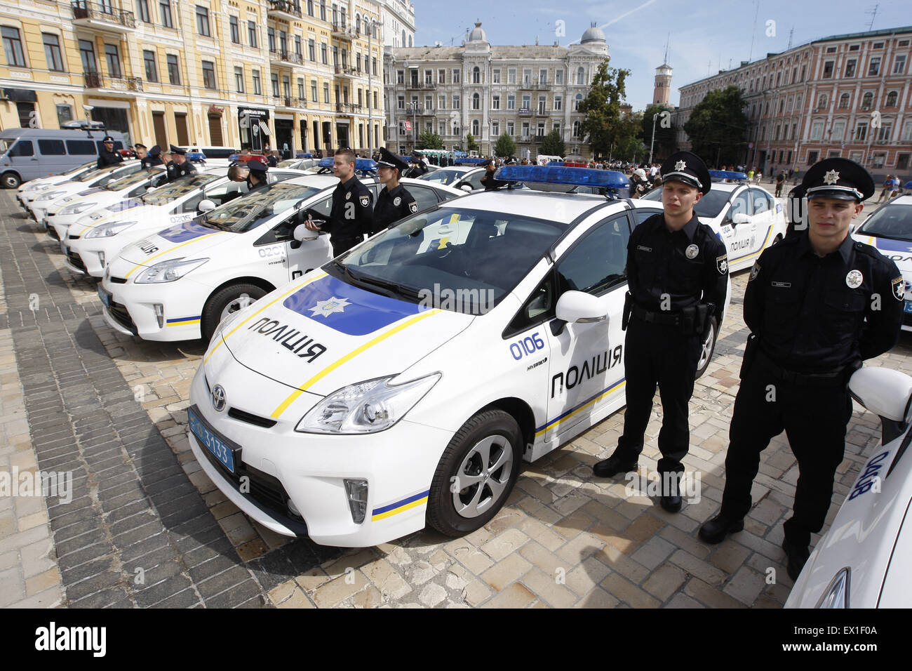 Kiev, Ukraine. 4th July, 2015. The new street patrol police officers ...
