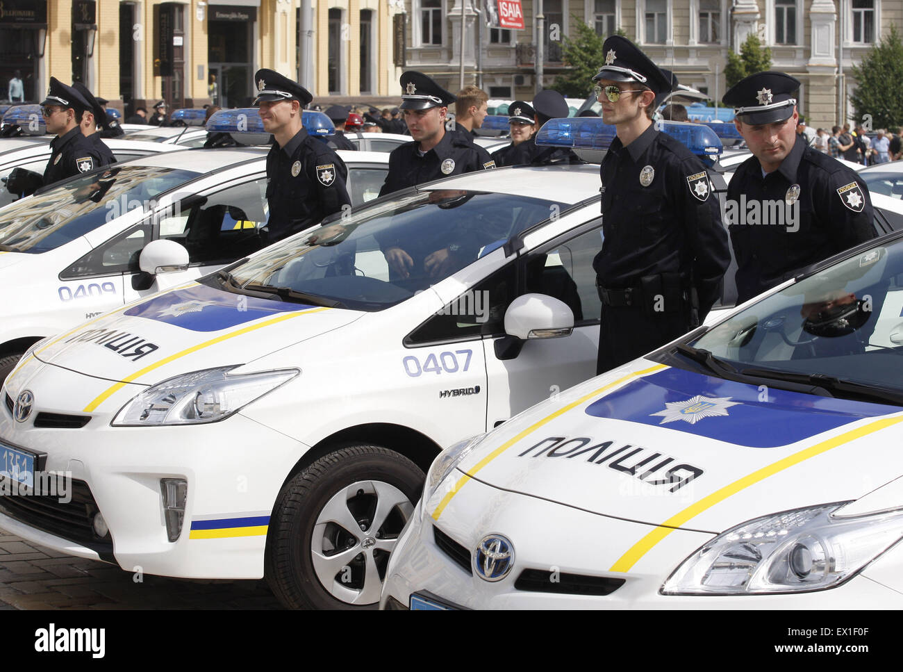 Kiev, Ukraine. 4th July, 2015. The new street patrol police officers ...