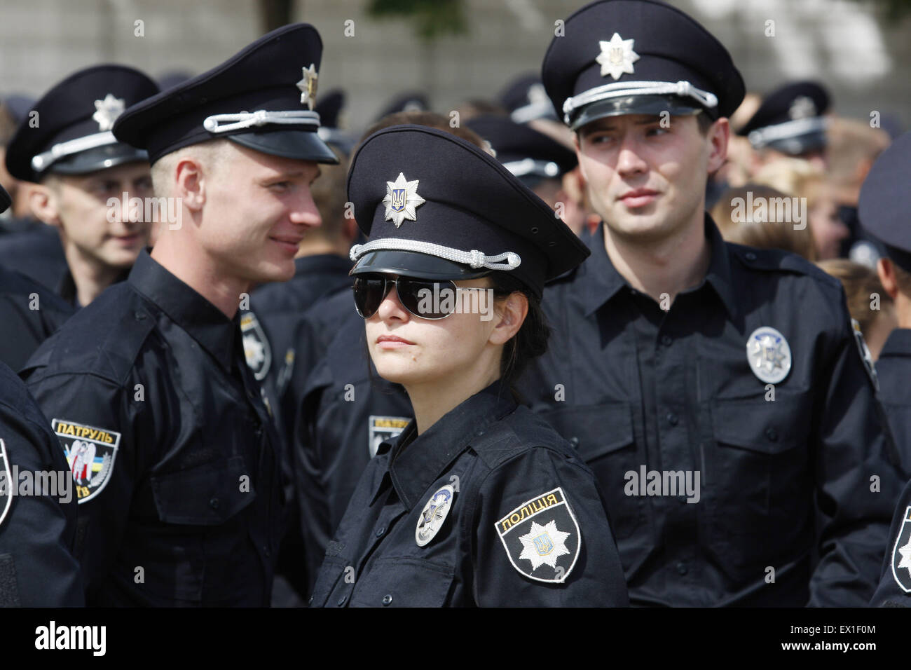 Kiev, Ukraine. 4th July, 2015. The new street patrol police officers ...