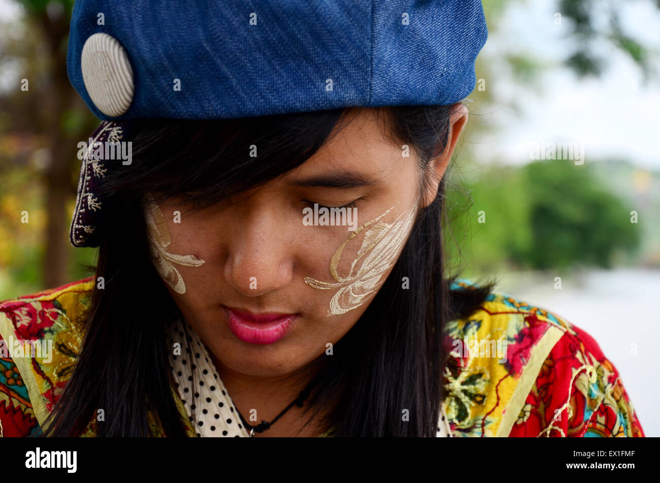 Thai women scowl and women look displeased at moat side at front of ...