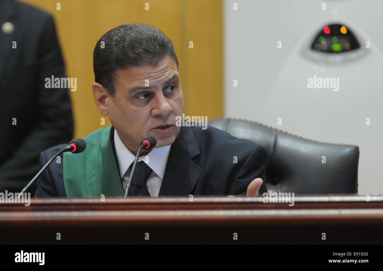 Cairo, Egypt. 4th July, 2015. Egyptian Judges attend the trail of ...