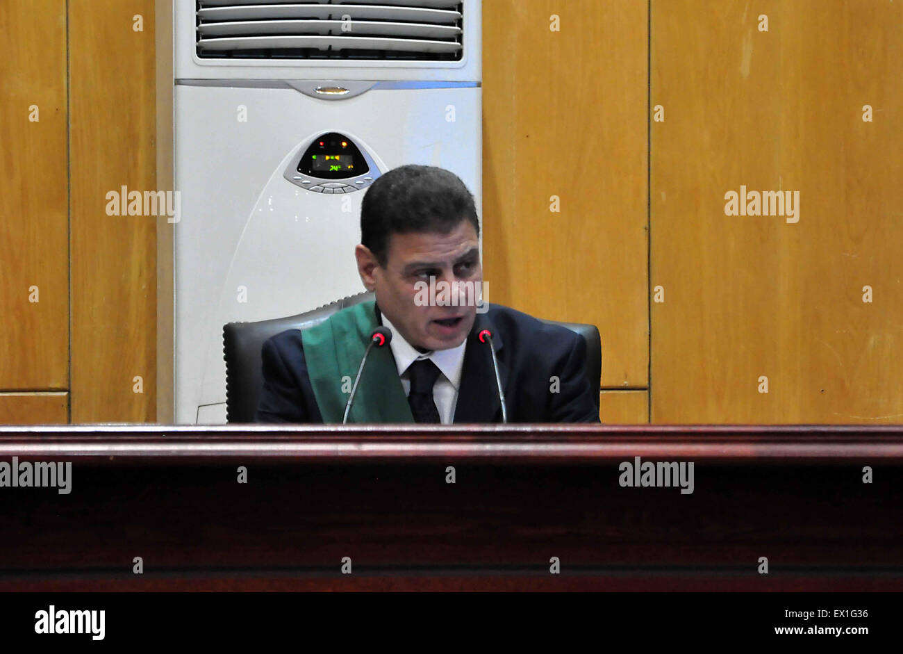 Cairo, Egypt. 4th July, 2015. Egyptian Judges attend the trail of ...