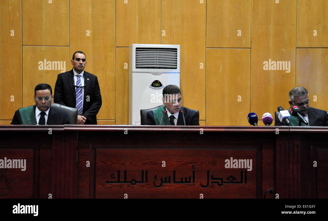 Cairo, Egypt. 4th July, 2015. Egyptian Judges attend the trail of ...