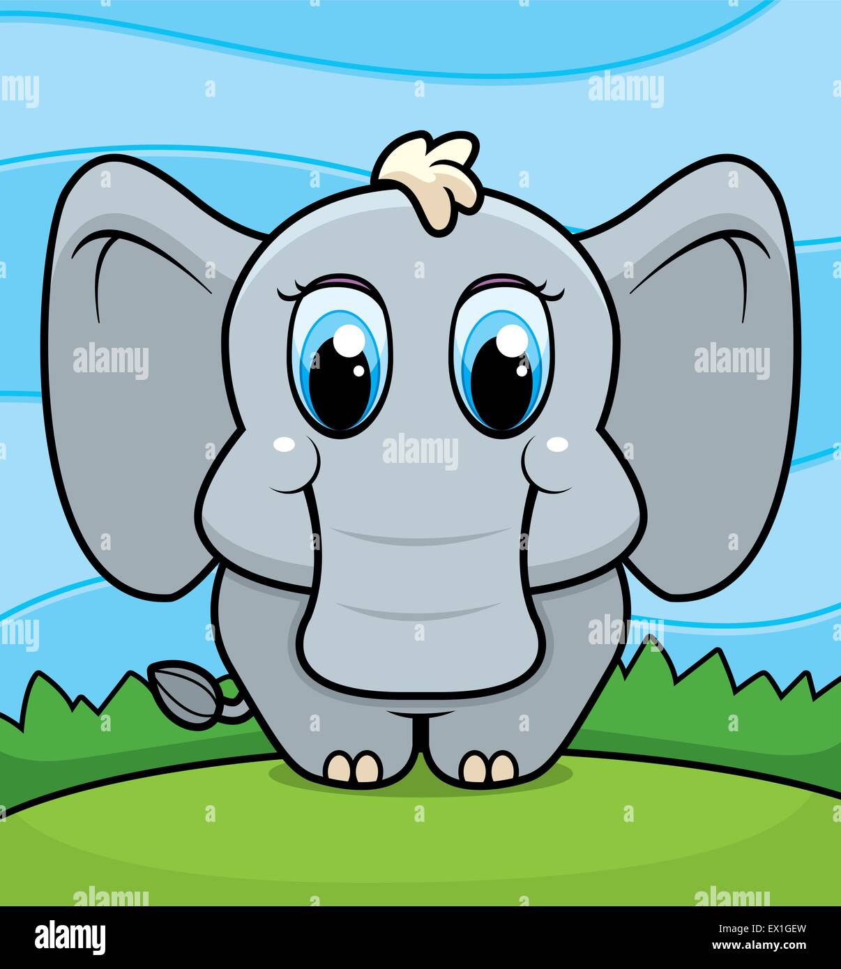 A happy cartoon baby elephant standing and smiling Stock Vector Image ...