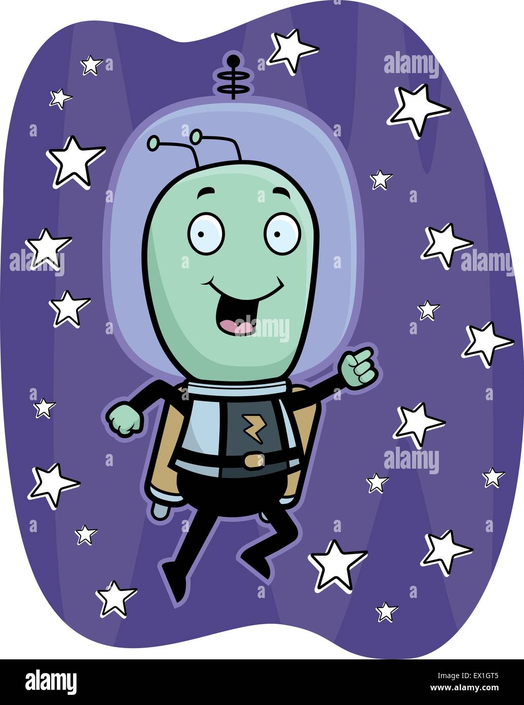 A happy cartoon alien with a jet pack and spacesuit Stock Vector Image ...