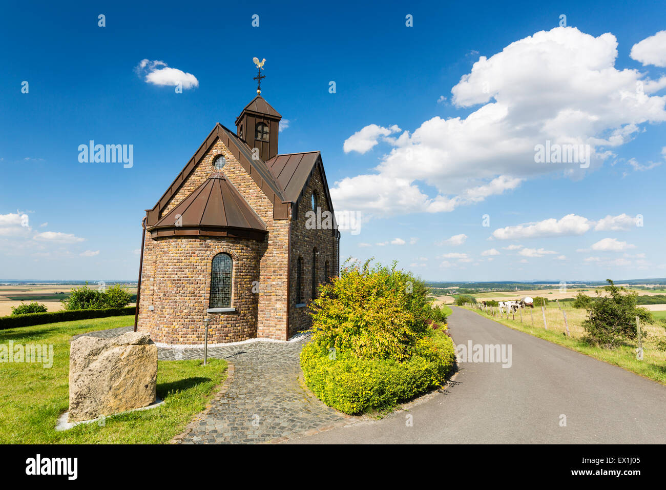 A little chapel on a hill overlooking beautiful landscape in the North ...
