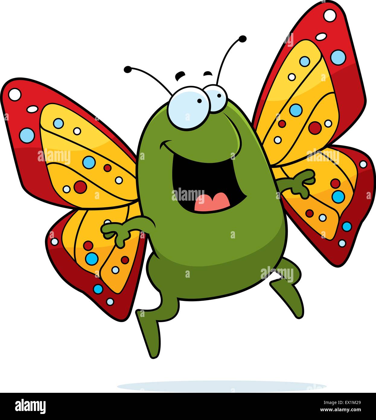 A happy cartoon butterfly jumping and smiling Stock Vector Image & Art ...