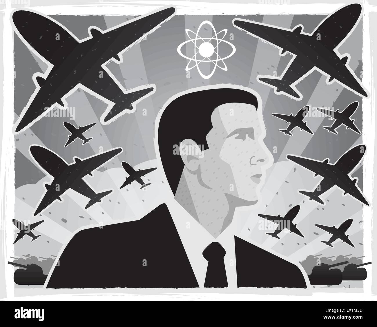 A black and white illustration with a war theme Stock Vector Image ...