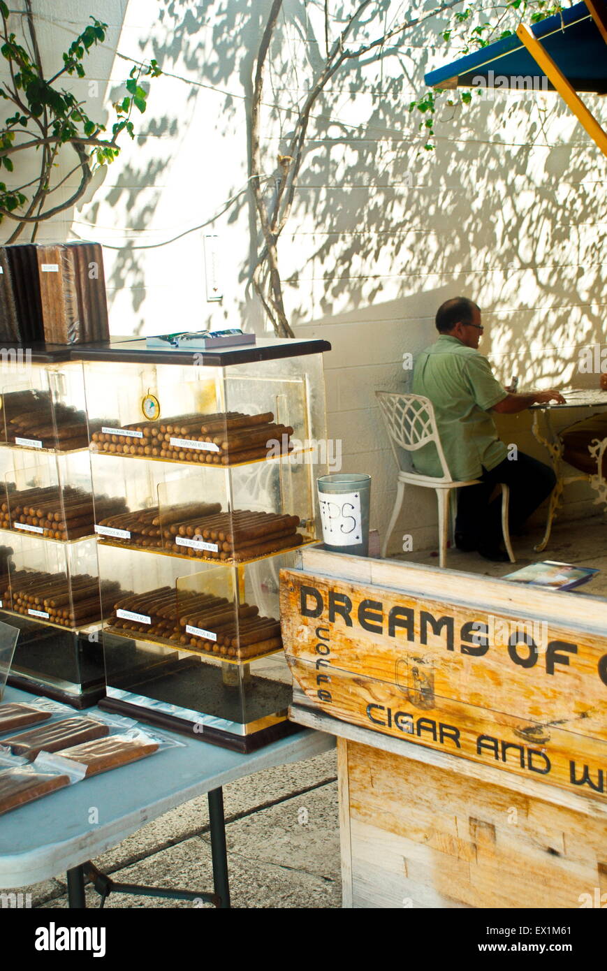 Cigar vendor on the streets of the Sponge Docks in Tarpon Springs, Fl ...