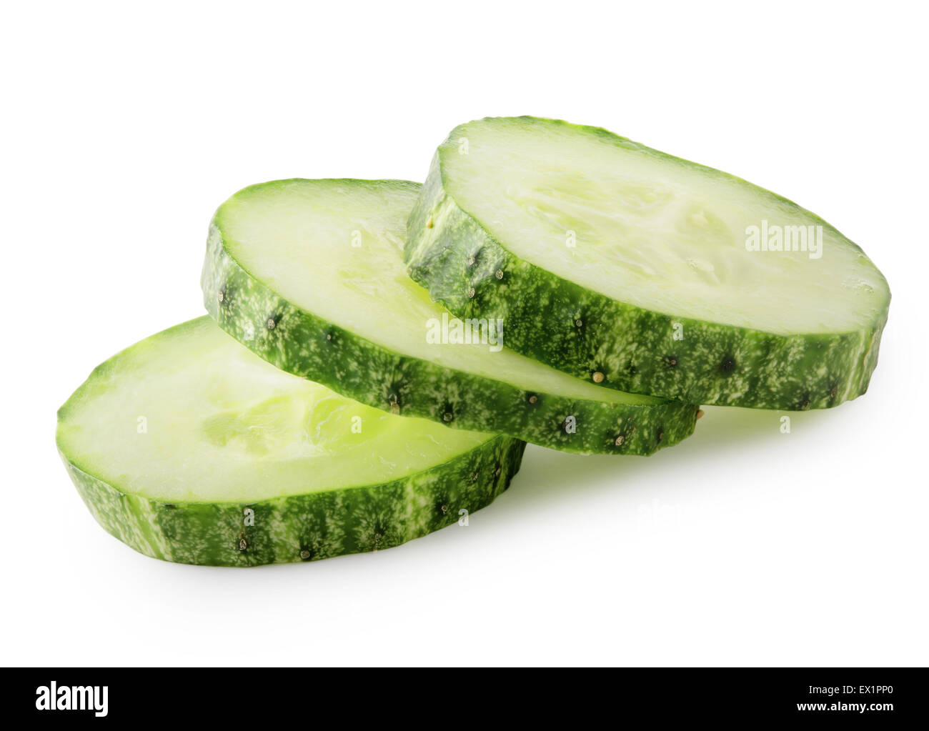 Sliced cucumber cup delicious isolated on white background Stock Photo ...