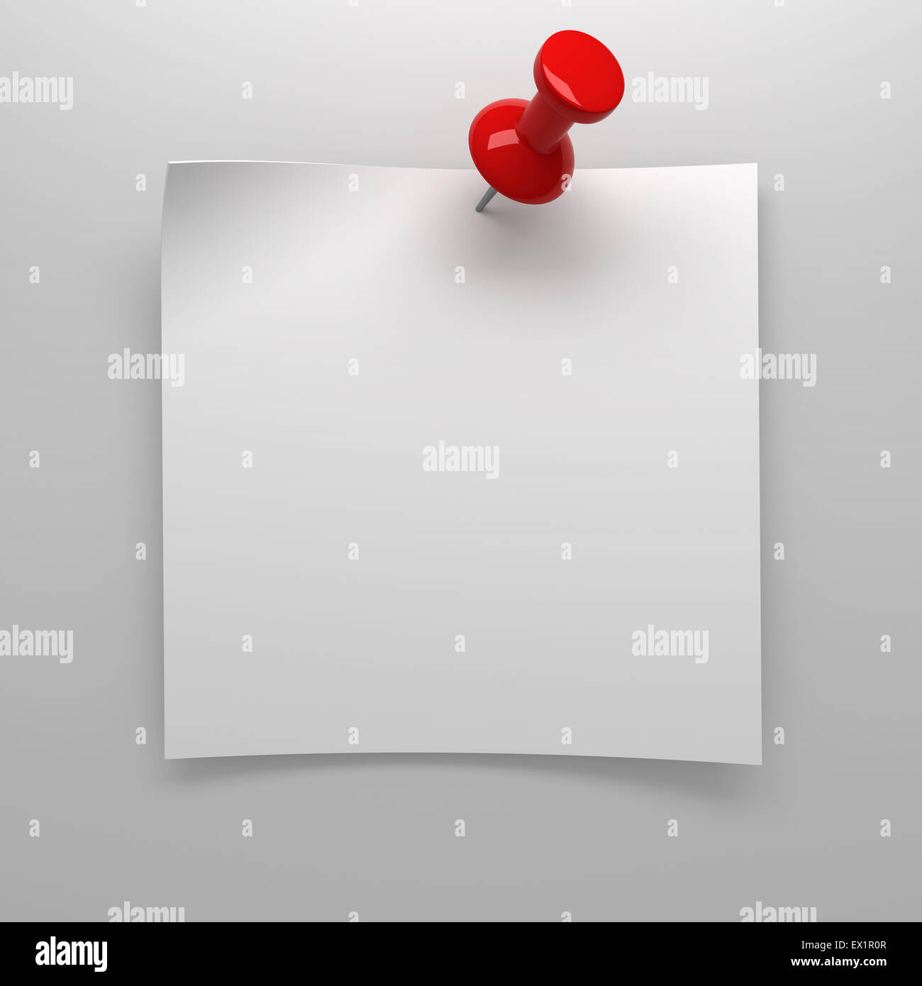 Red push pin holding up blank note Stock Photo - Alamy