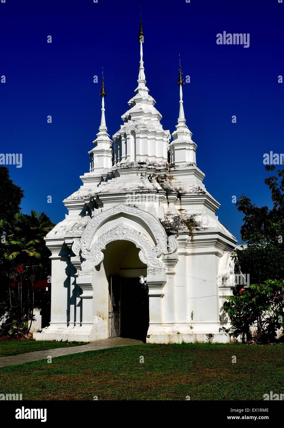 Chiang Mai, Thailand: Imposing white entrance gate leads into the ...