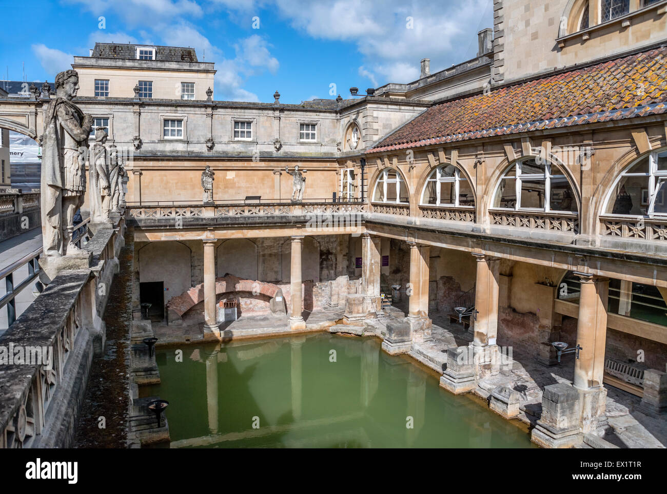 The Roman Baths complex, a site of historical interest in the English ...