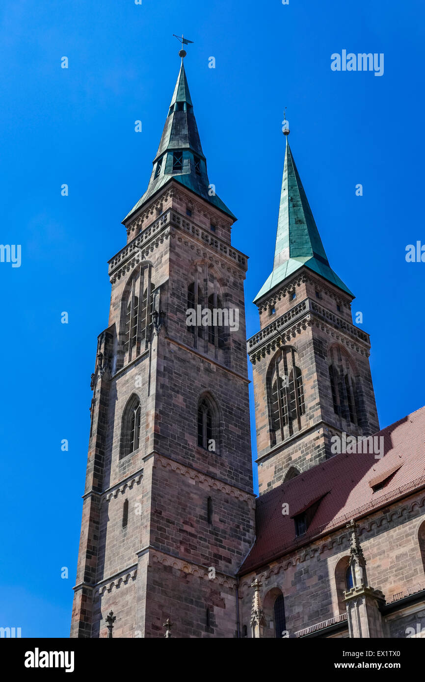 Towers of St. Sebald Church, Nuremberg, Middle Franconia, Bavaria ...