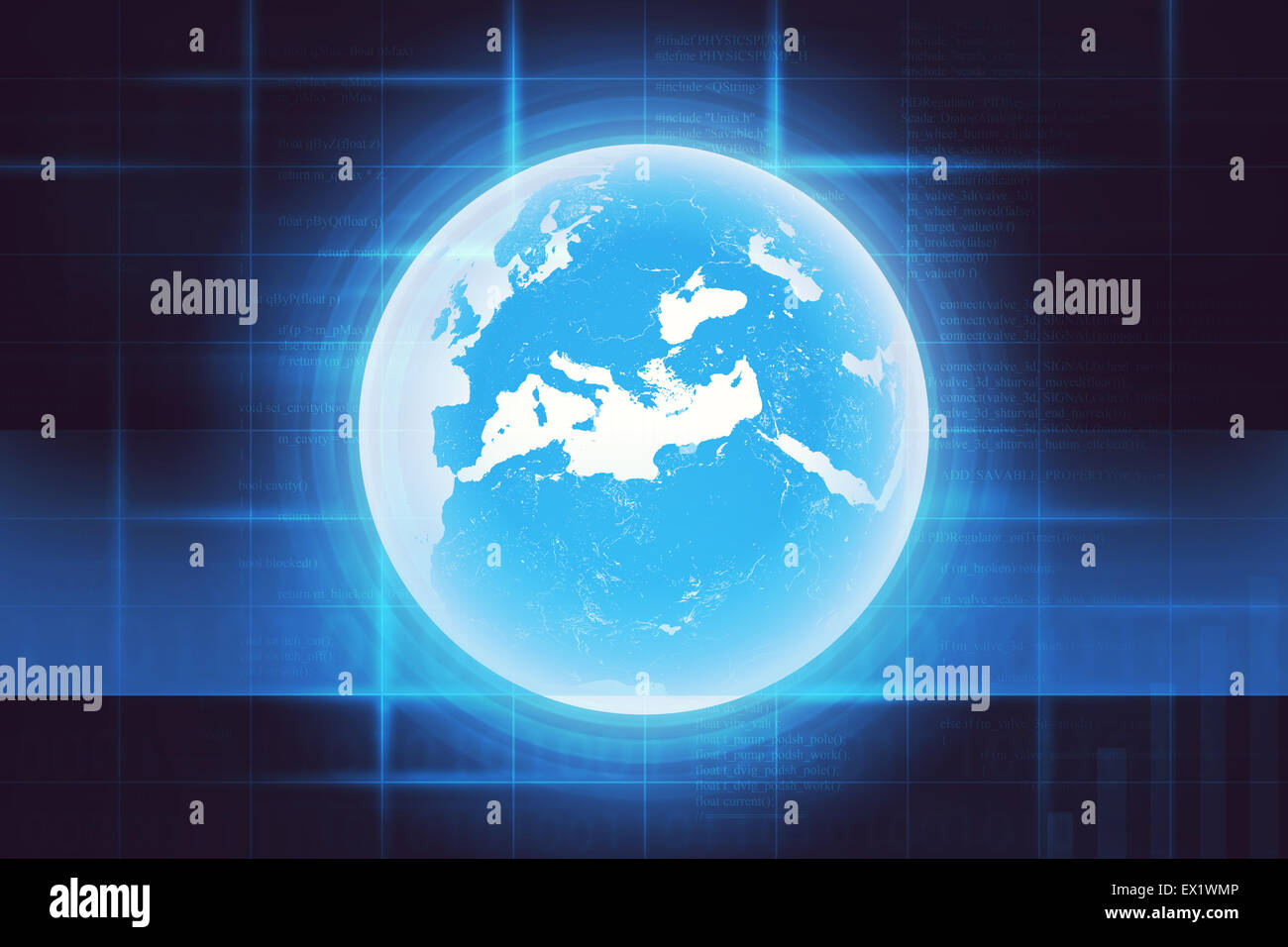 Earth on abstract blue background Stock Photo - Alamy