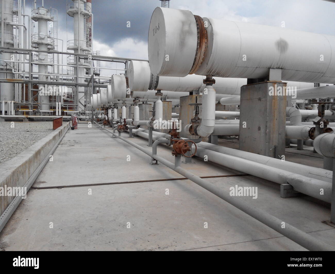Oil refinery. Equipment for primary oil refining Stock Photo - Alamy