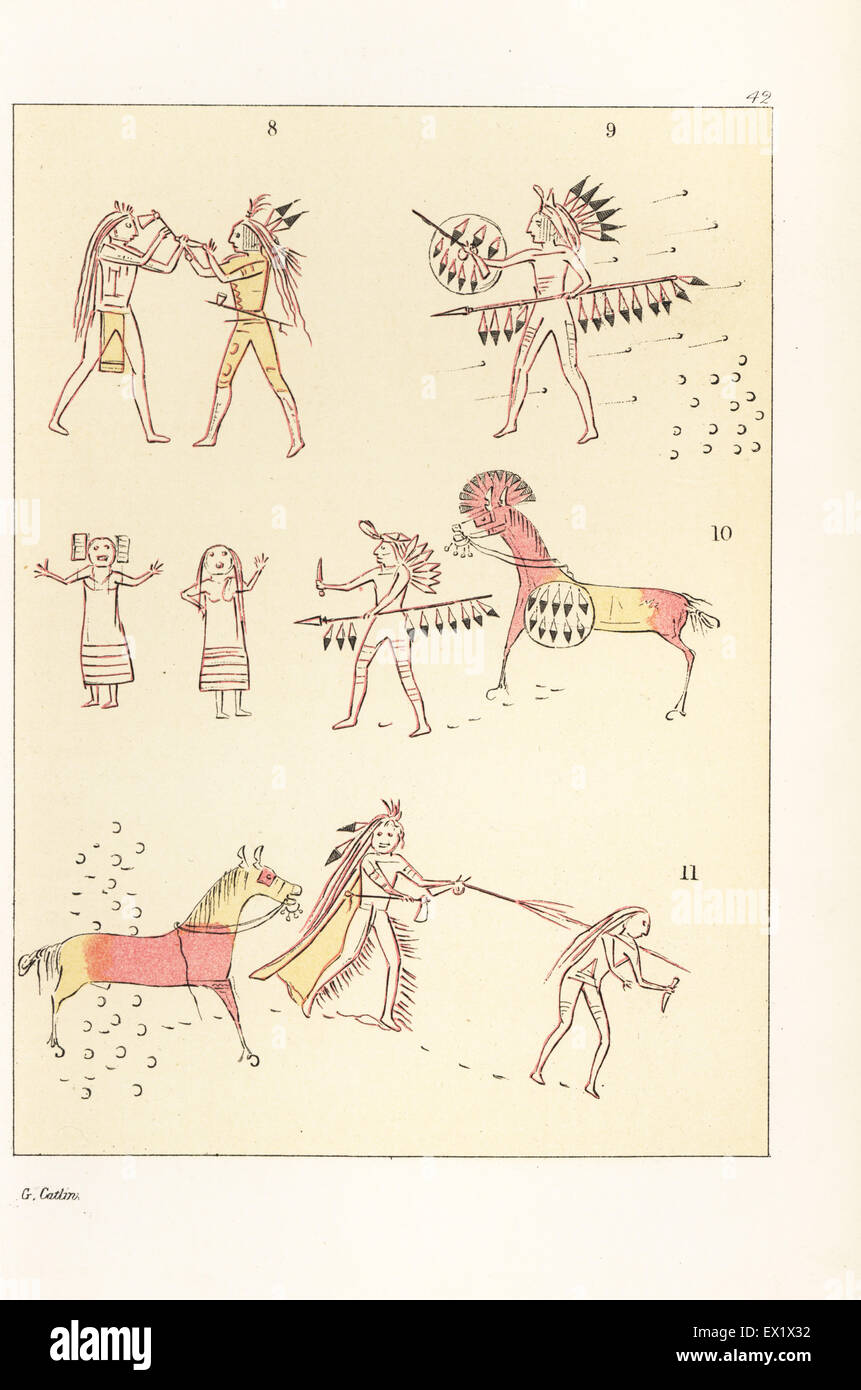 Battle scenes of the decorated robe of Mandan second chief Mah-to-toh ...