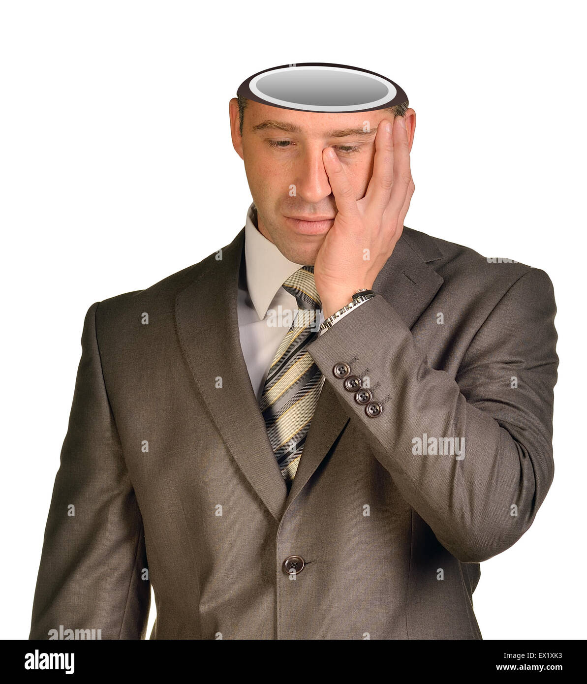 Sad businessman with empty head Stock Photo - Alamy
