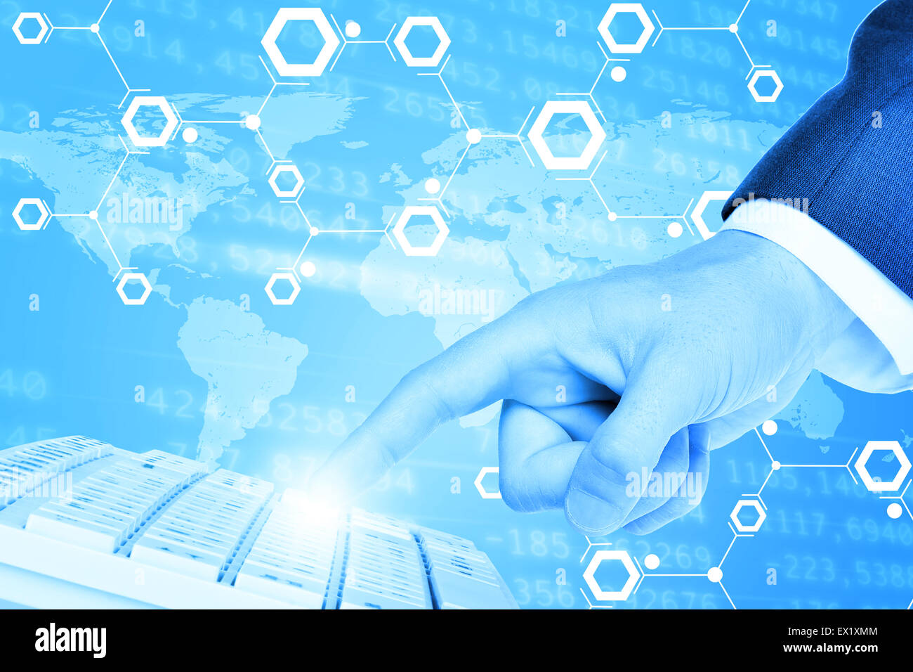 Businessmans hand pressing on keyboard Stock Photo - Alamy