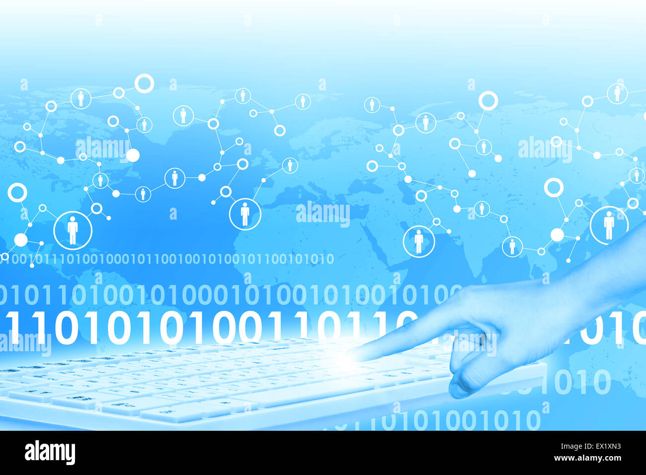 Humans hand pressing on keyboard Stock Photo - Alamy