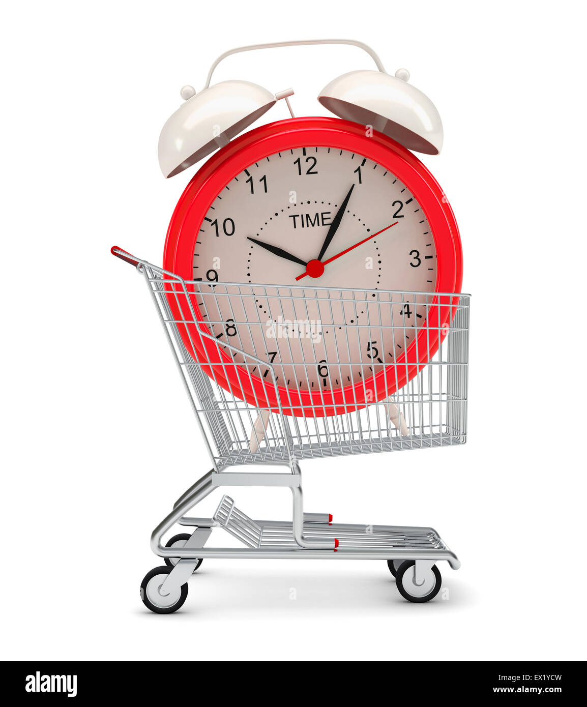 Alarm-clock in shopping cart Stock Photo - Alamy
