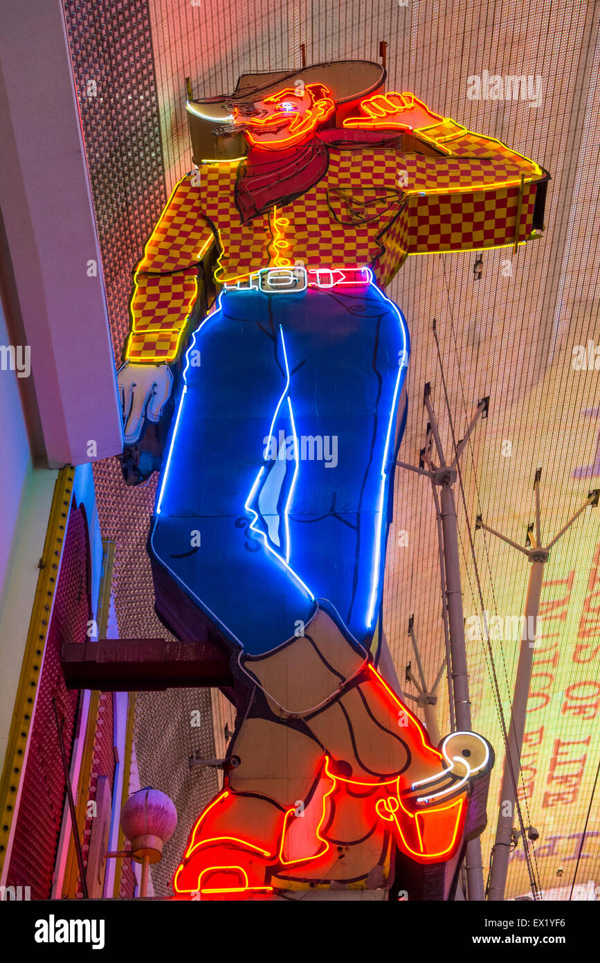 The Las Vegas Vic cowboy neon at the former Pioneer Casino in Las Vegas ...