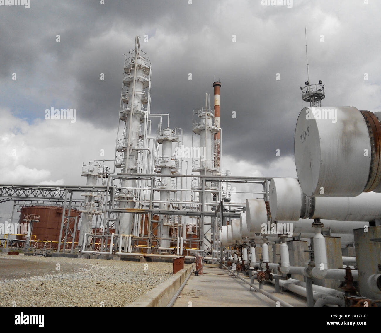 Oil refinery. Equipment for primary oil refining Stock Photo - Alamy