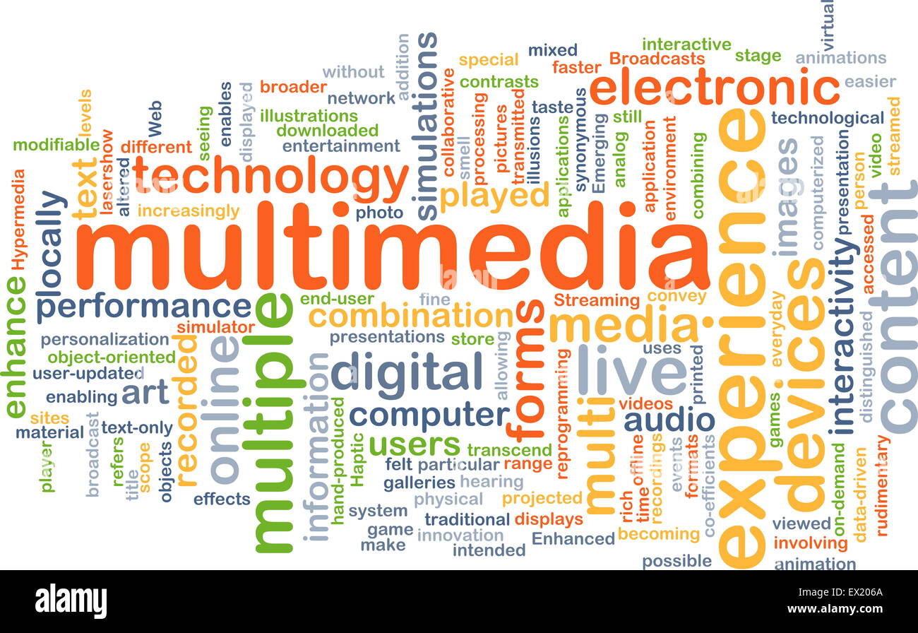 Background concept wordcloud illustration of multimedia Stock Photo - Alamy