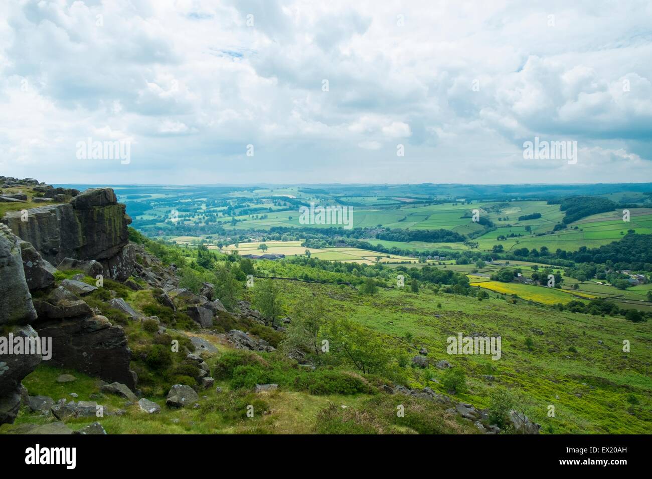 View of Baslow edge and the Derwent valley Stock Photo - Alamy