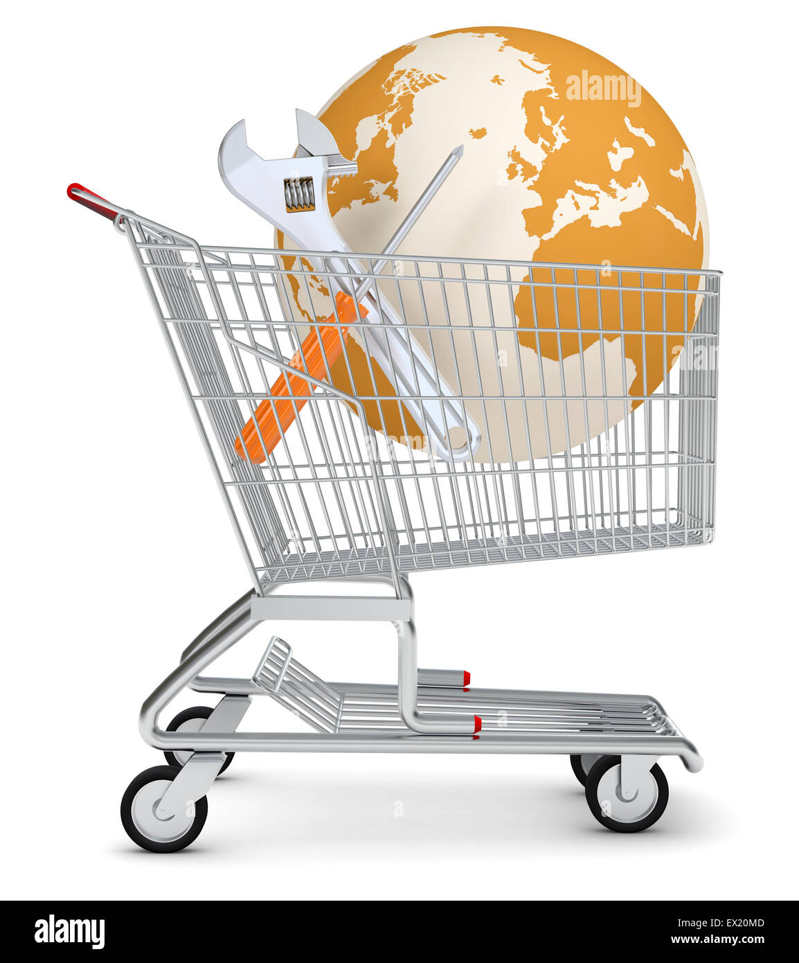 Earth and tools in shopping cart Stock Photo - Alamy