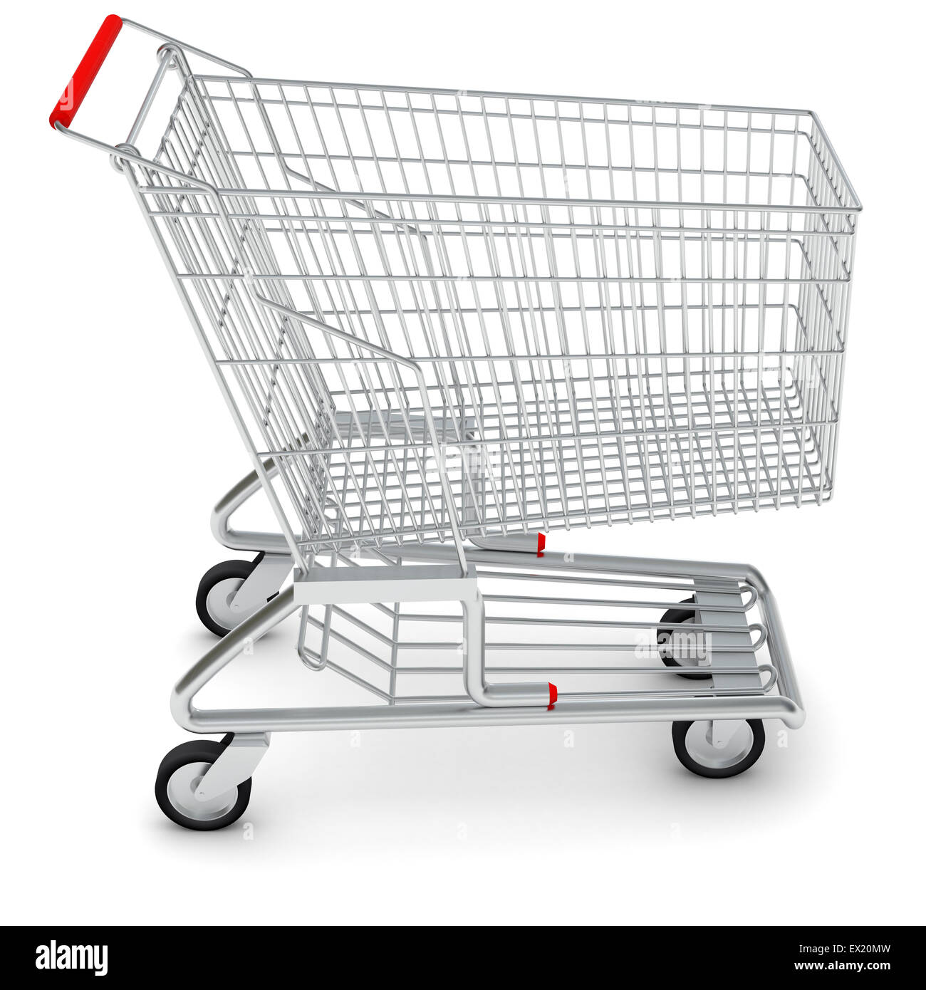 Shopping cart on white, side view Stock Photo - Alamy