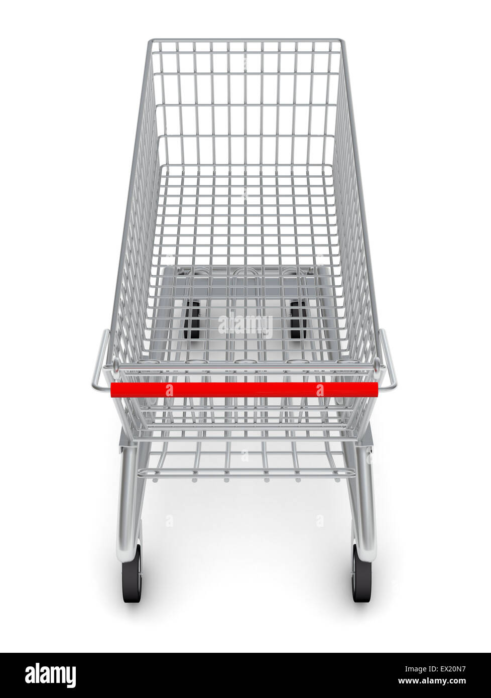 Top view of shopping cart on white Stock Photo - Alamy