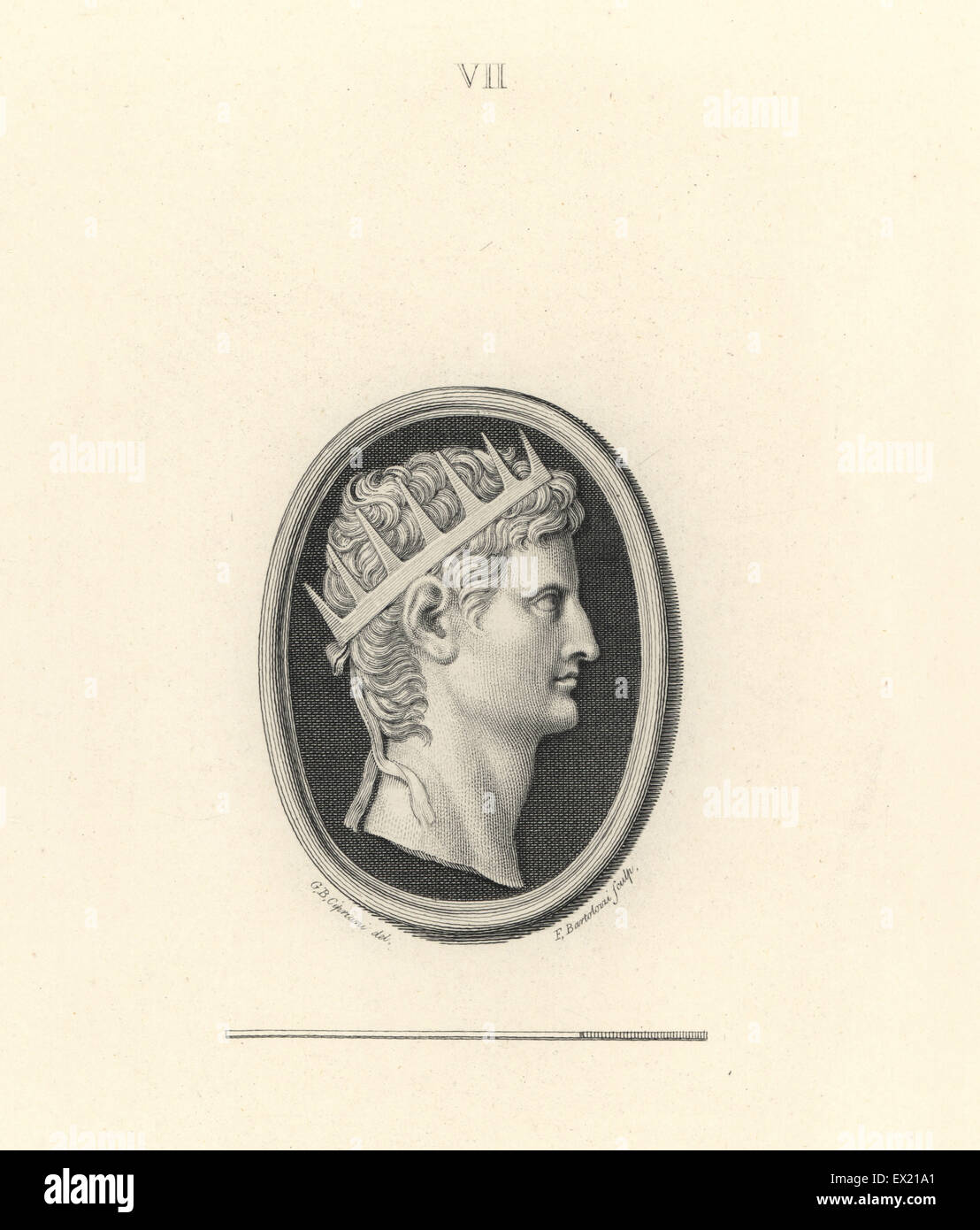 Augustus, founder of the Roman Empire, with the royal crown ...