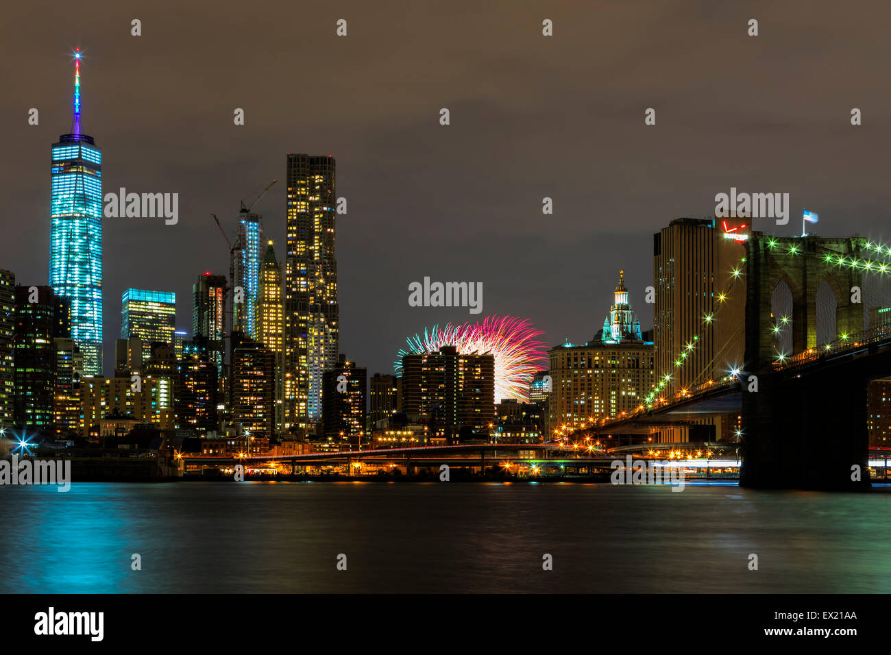 Bright lights of New York City at night Stock Photo - Alamy