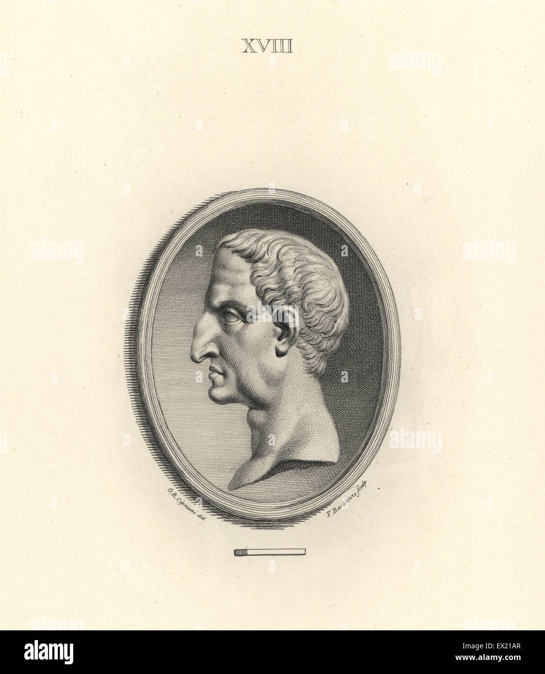 Head of Nerva, Roman Emperor. Copperplate engraving by Francesco ...