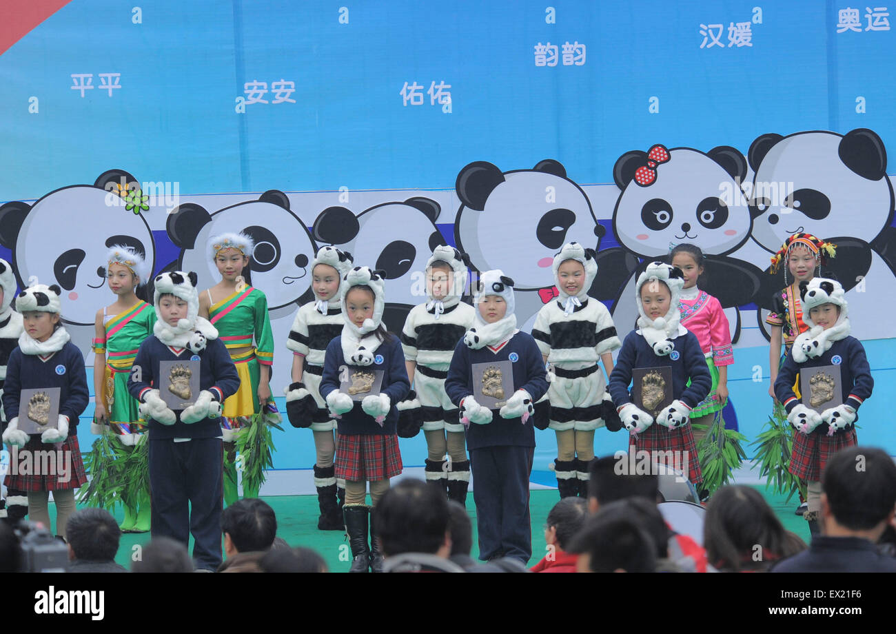 Giant pandas are seen before leaving for Shanghai at Bifengxia panda ...