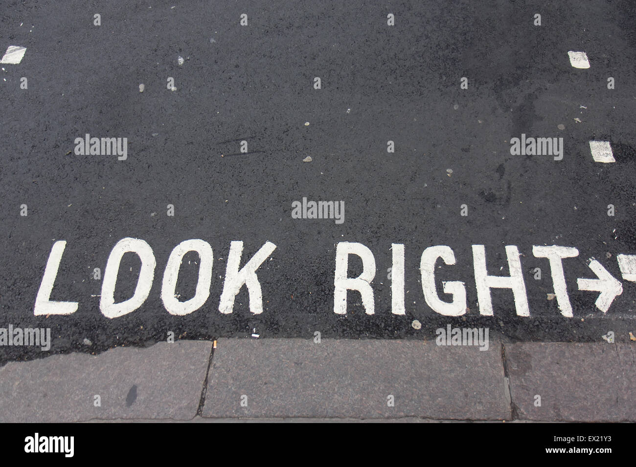 Look right sign - London street Stock Photo - Alamy