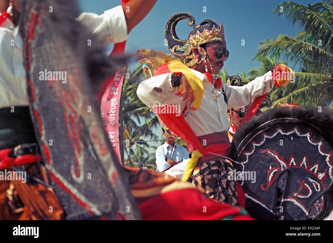 Javanese traditional kuda lumping performance at Kalianda beach resort ...