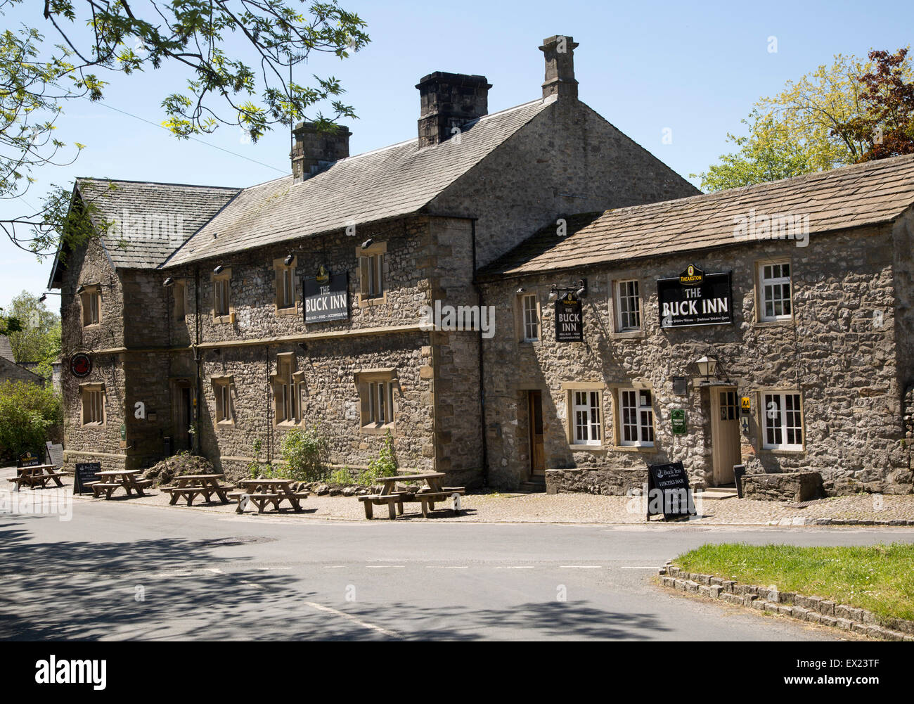 The Buck Inn pub, Malham village, Yorkshire Dales national park ...