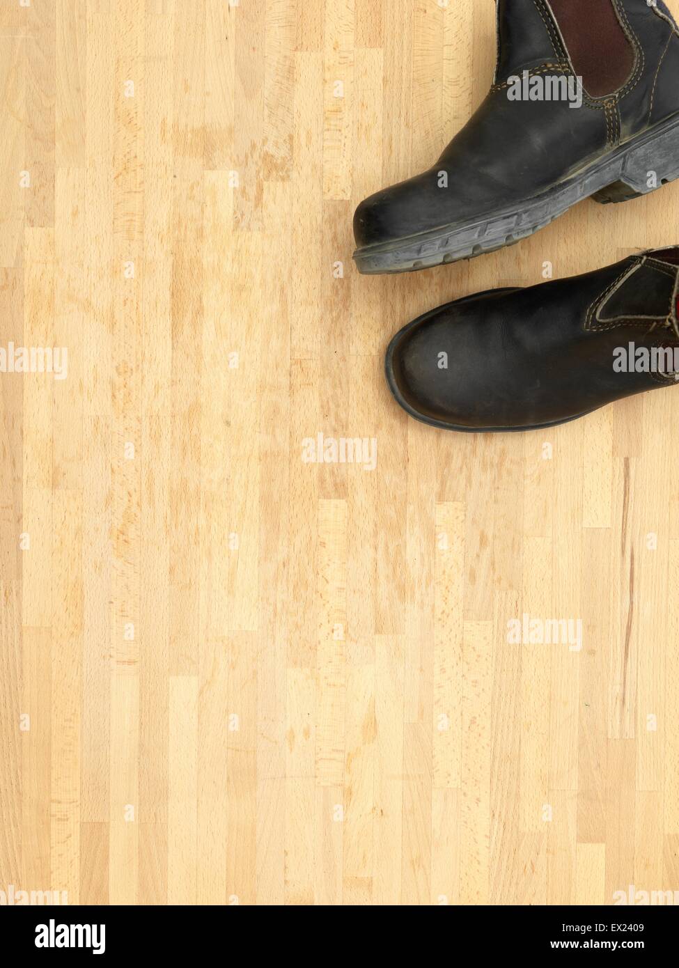 A close up shot of work boots Stock Photo - Alamy