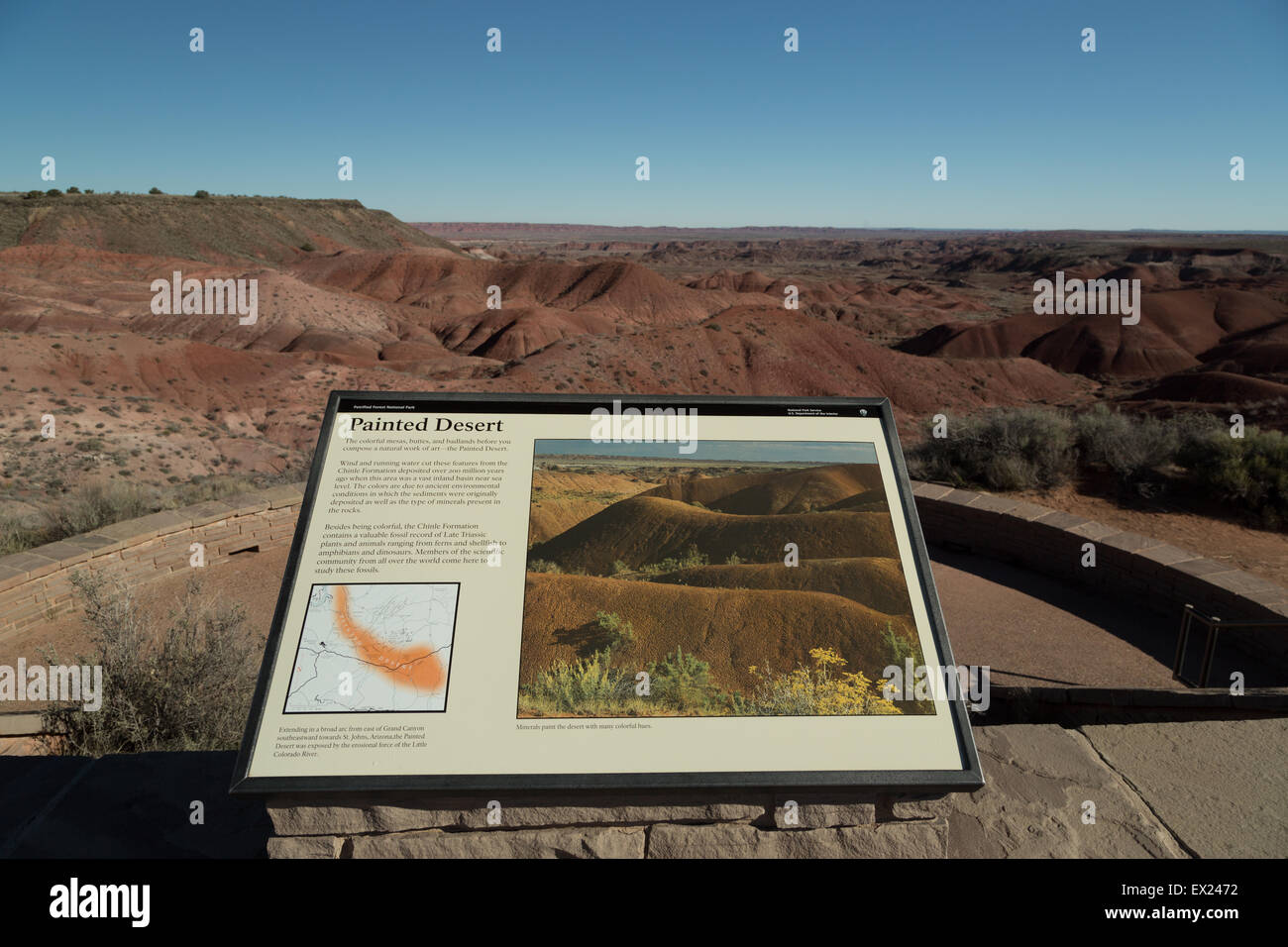 A photograph of an information sign in the Painted Desert, in Arizona ...
