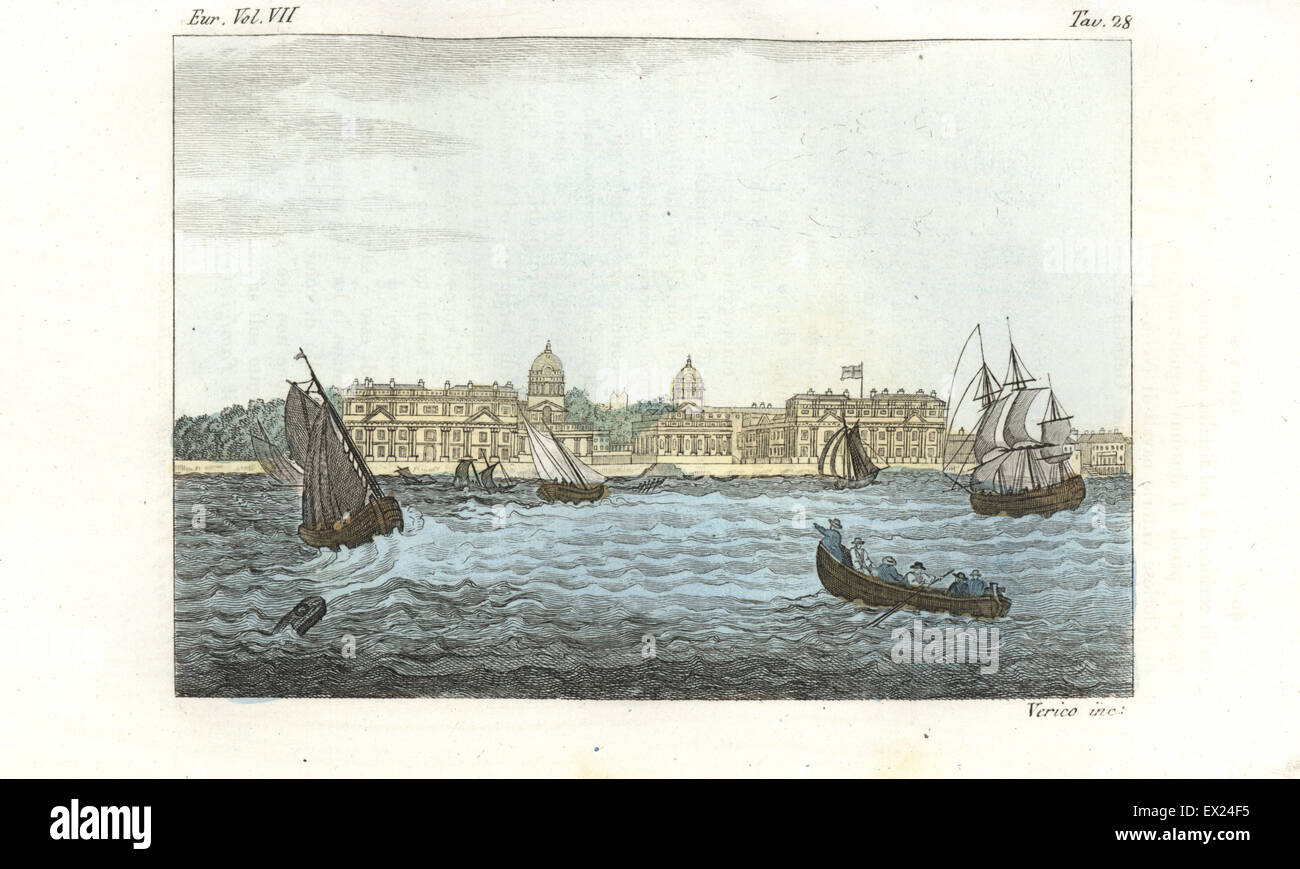 Greenwich Hospital on the River Thames, London, 18th century ...