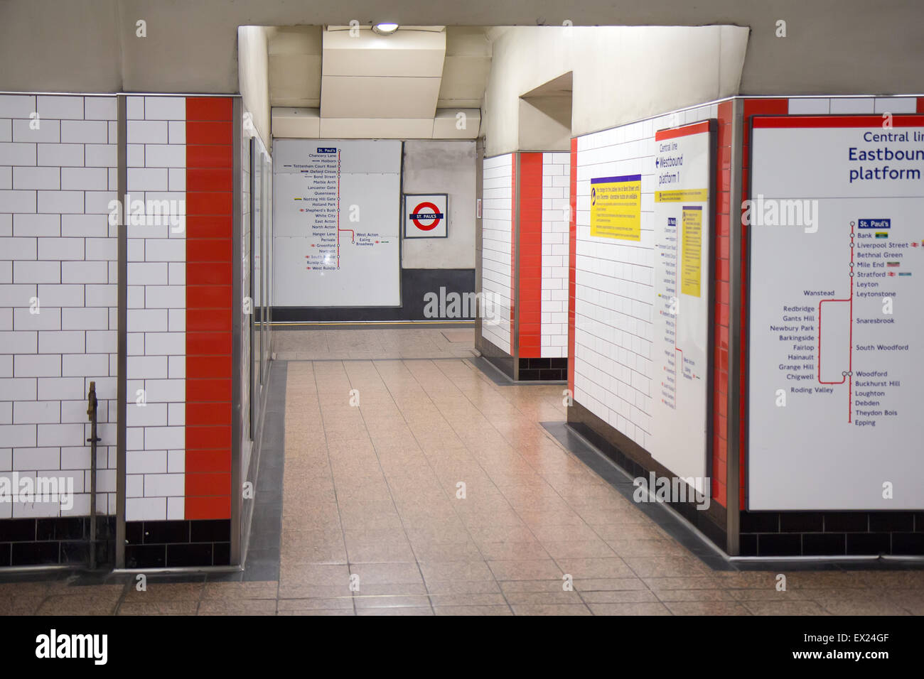 Empty passage deep in the London Underground, UK, October, 2014 Stock ...