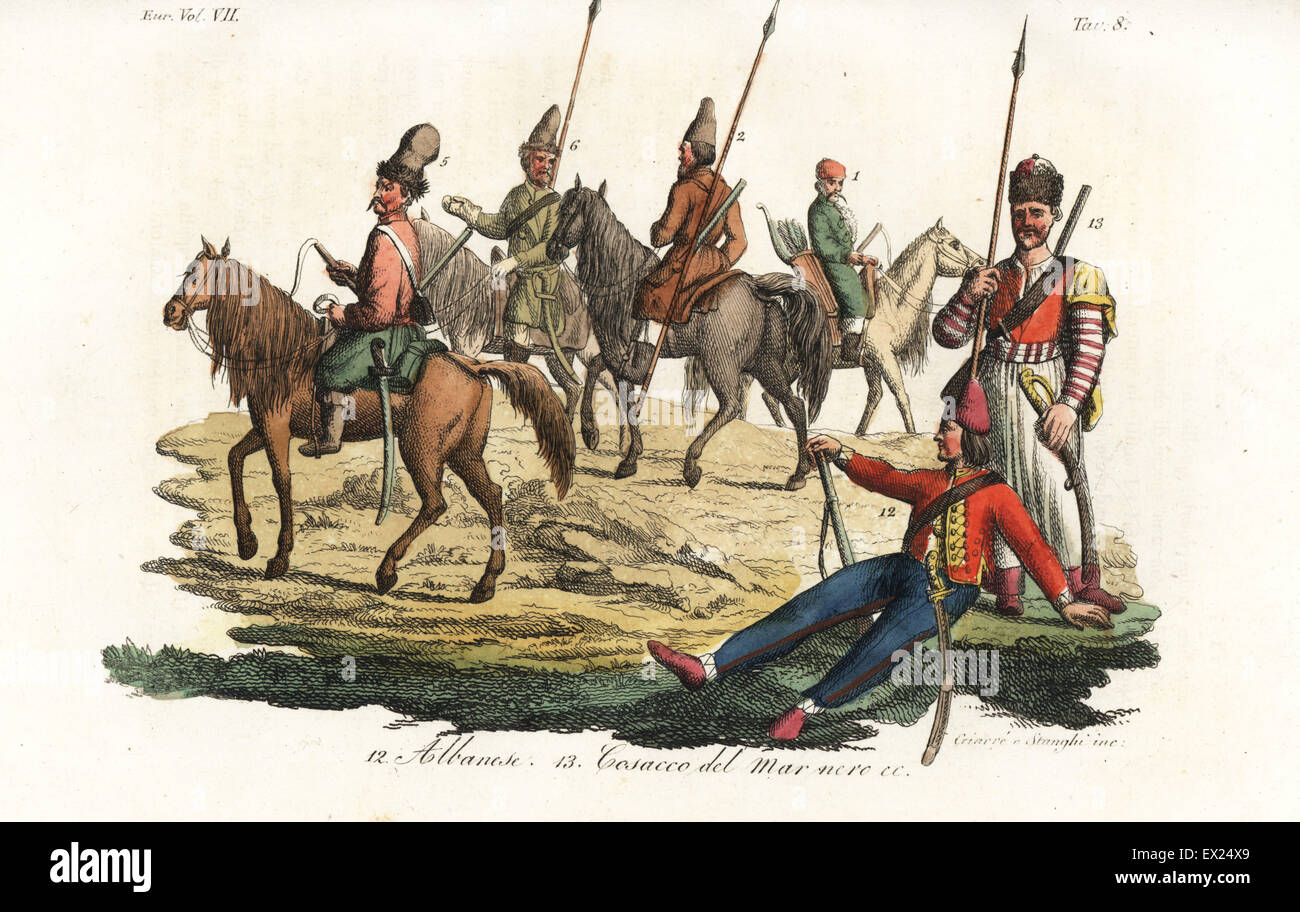 Costumes of the Cossacks 1,2, Chernomorets Cossack 5, Ural Cossack 6 ...